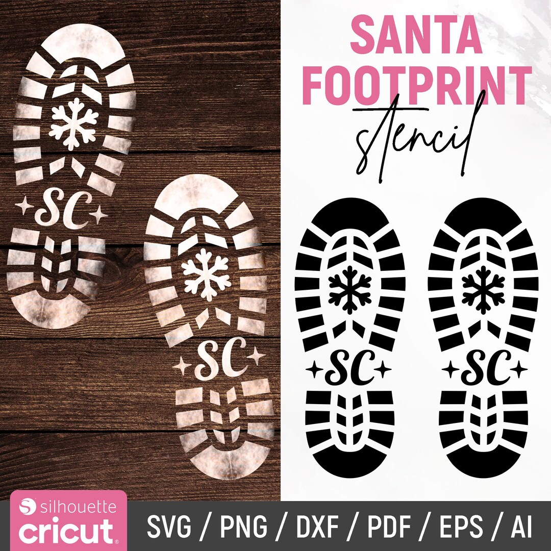 Santa Footprint Svg, Christmas Footsteps Svg, Christmas Feet, Santa ...