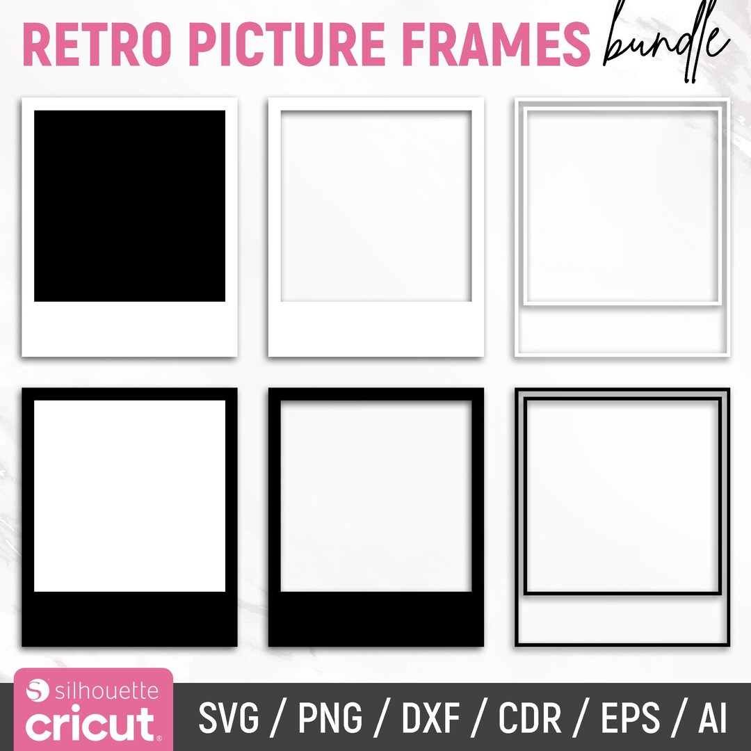 Retro Picture Frames Svg Bundle, Photo Frame Svg, Polaroid Frame Svg ...