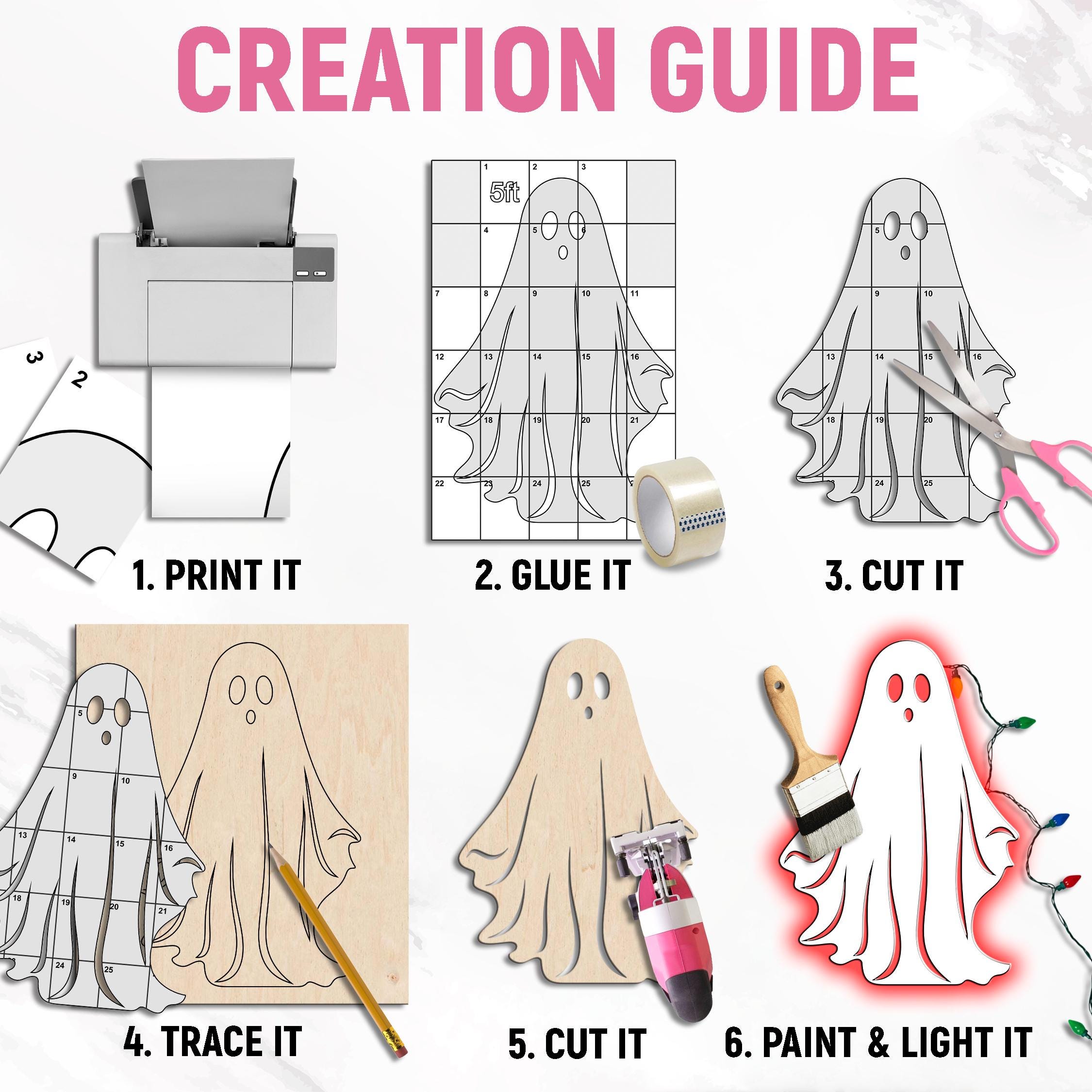 Spooky Ghost Template, Halloween Scene Lawn Decor, Outdoor Silhouette ...