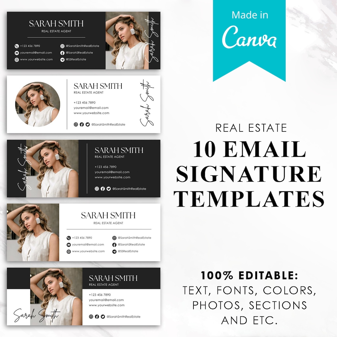 Email Signature Template, Realtor, Clickable, Gmail, Modern ...