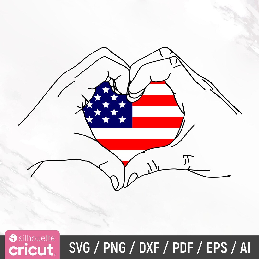 Heart Hand USA Svg, Love Hands Svg, American Flag Heart Svg, USA Flag ...