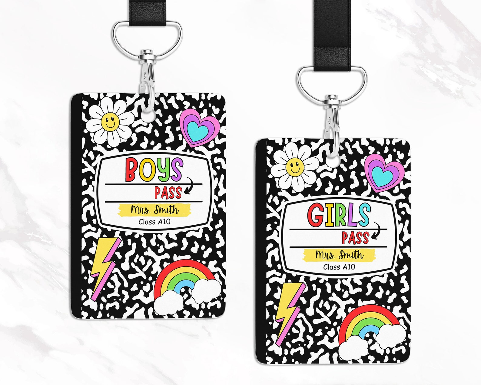 Classroom Hall Passes, Bathroom Pass, Nurse Pass, Composition Notebook ...