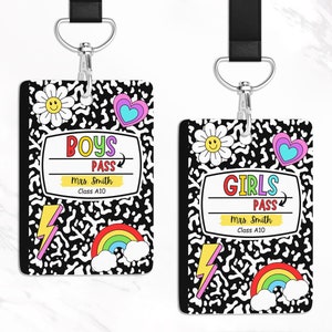 Classroom Hall Passes, Bathroom Pass, Nurse Pass, Composition Notebook ...