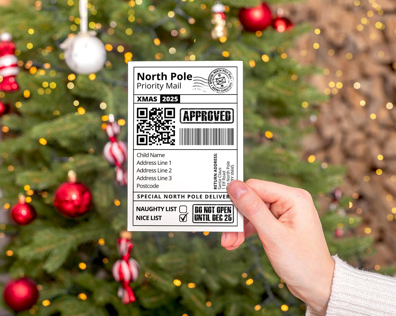 Personalized North Pole Shipping Label, North Pole Express Mail Tag ...