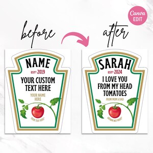 Novelty Custom Tomato Ketchup Label, Personalised Sticker Label for ...