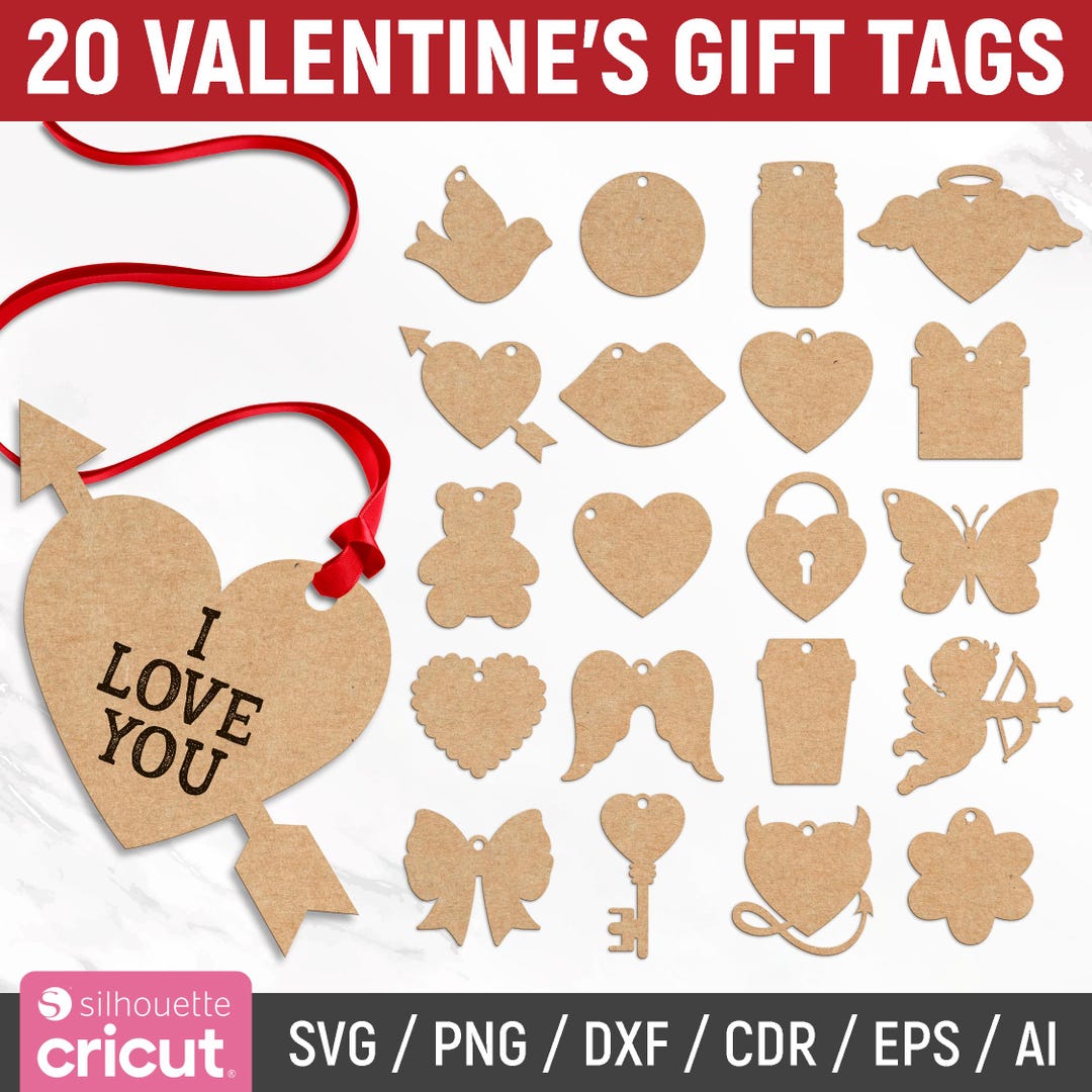 Valentines Day Gift Tags Svg Bundle, Valentine Tag Gift Label, Tag Cut ...