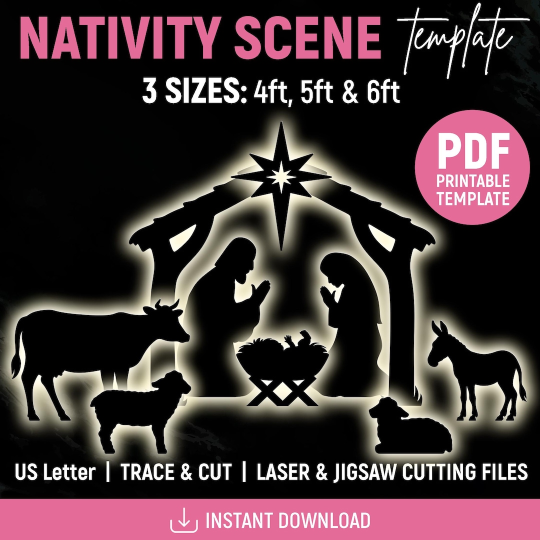 Nativity Scene Template, Christmas Scene Lawn Decor, Outdoor Silhouette ...
