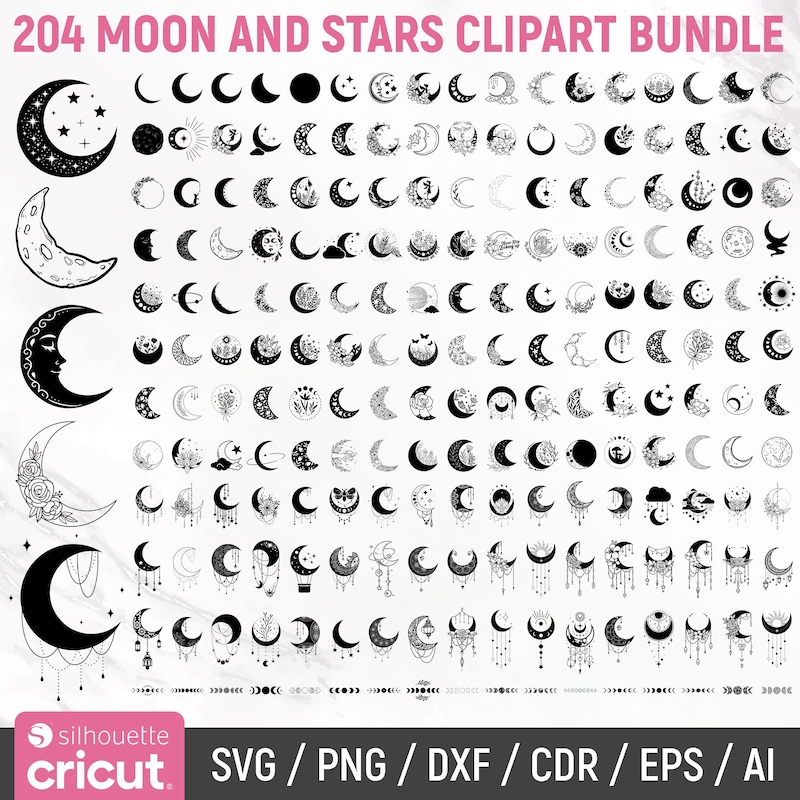 Moon Clipart - Etsy UK