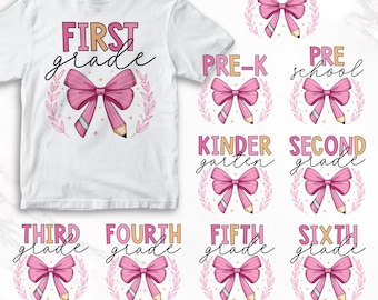 Coquette Pencil Bundle Png, Back to School Bundle, First Grade Png ...