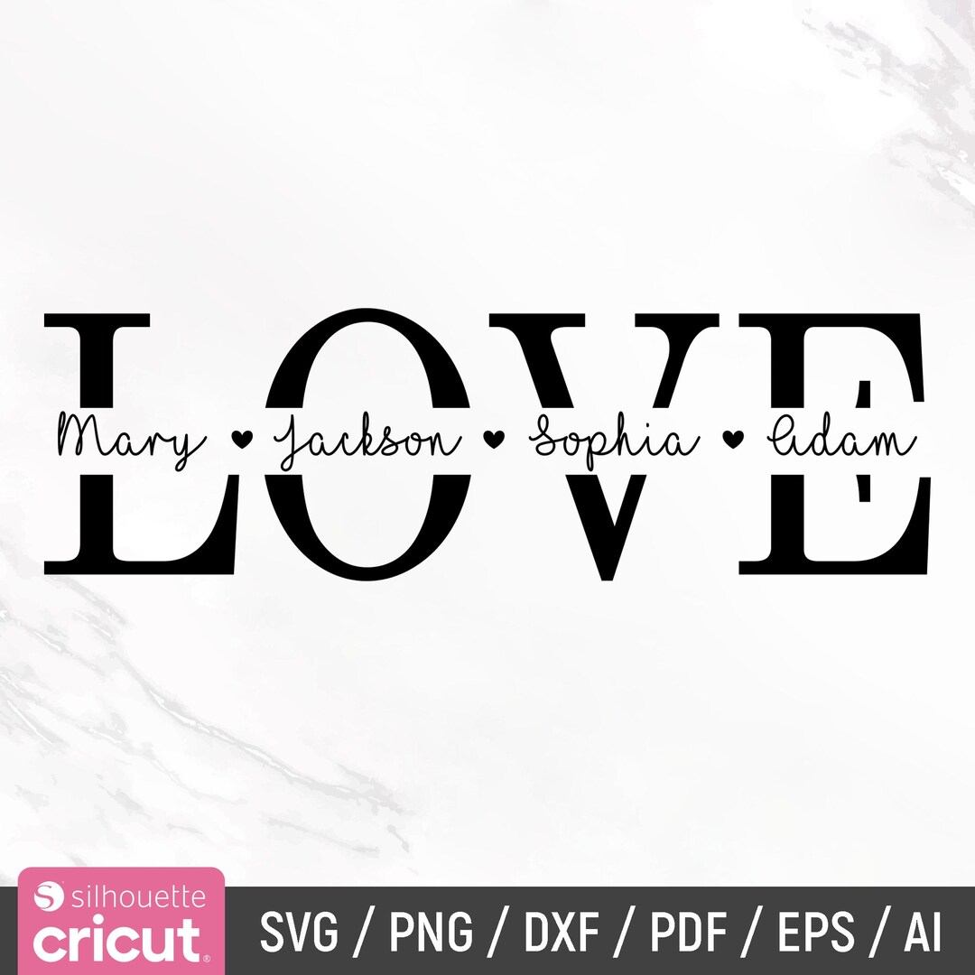 Love Svg, Valentine's Day Svg, Love Split Name Frame Svg, Love Sign Svg ...