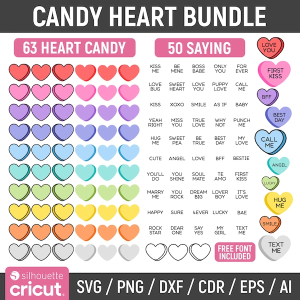 Valentine Candy Clipart - Etsy