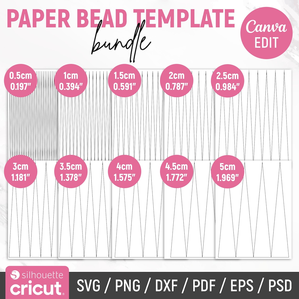 Paper Bead Template, Paper Bead Strips Template, Paper Beading Blank ...