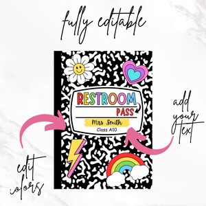 Classroom Hall Passes, Bathroom Pass, Nurse Pass, Composition Notebook ...