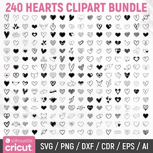 Heart Svg Bundle, Heart Doodle Svg, Heart Clipart, Hand Drawn Heart Svg ...