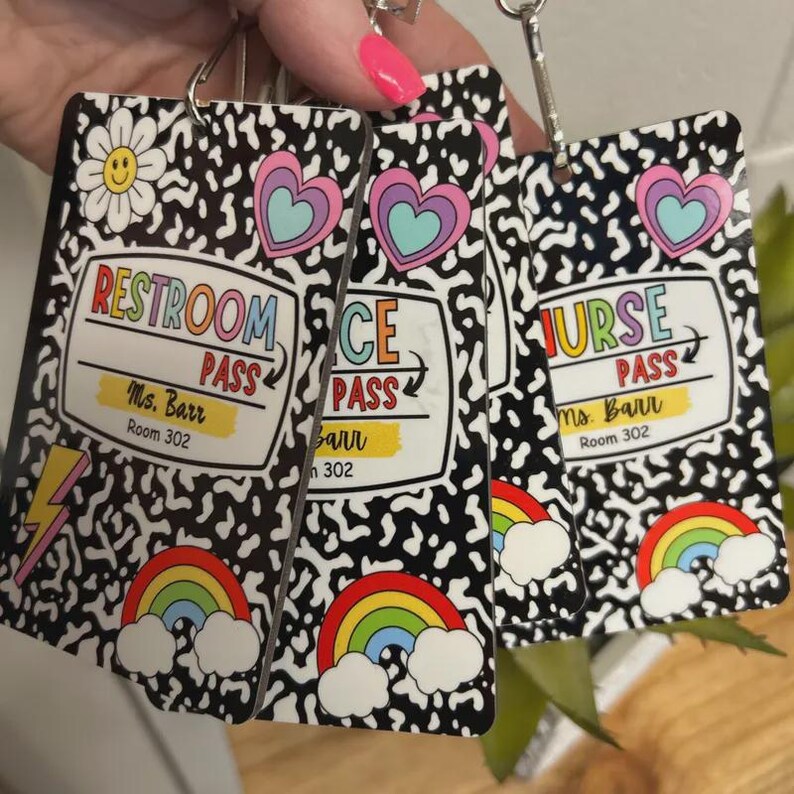 Classroom Hall Passes, Bathroom Pass, Nurse Pass, Composition Notebook ...