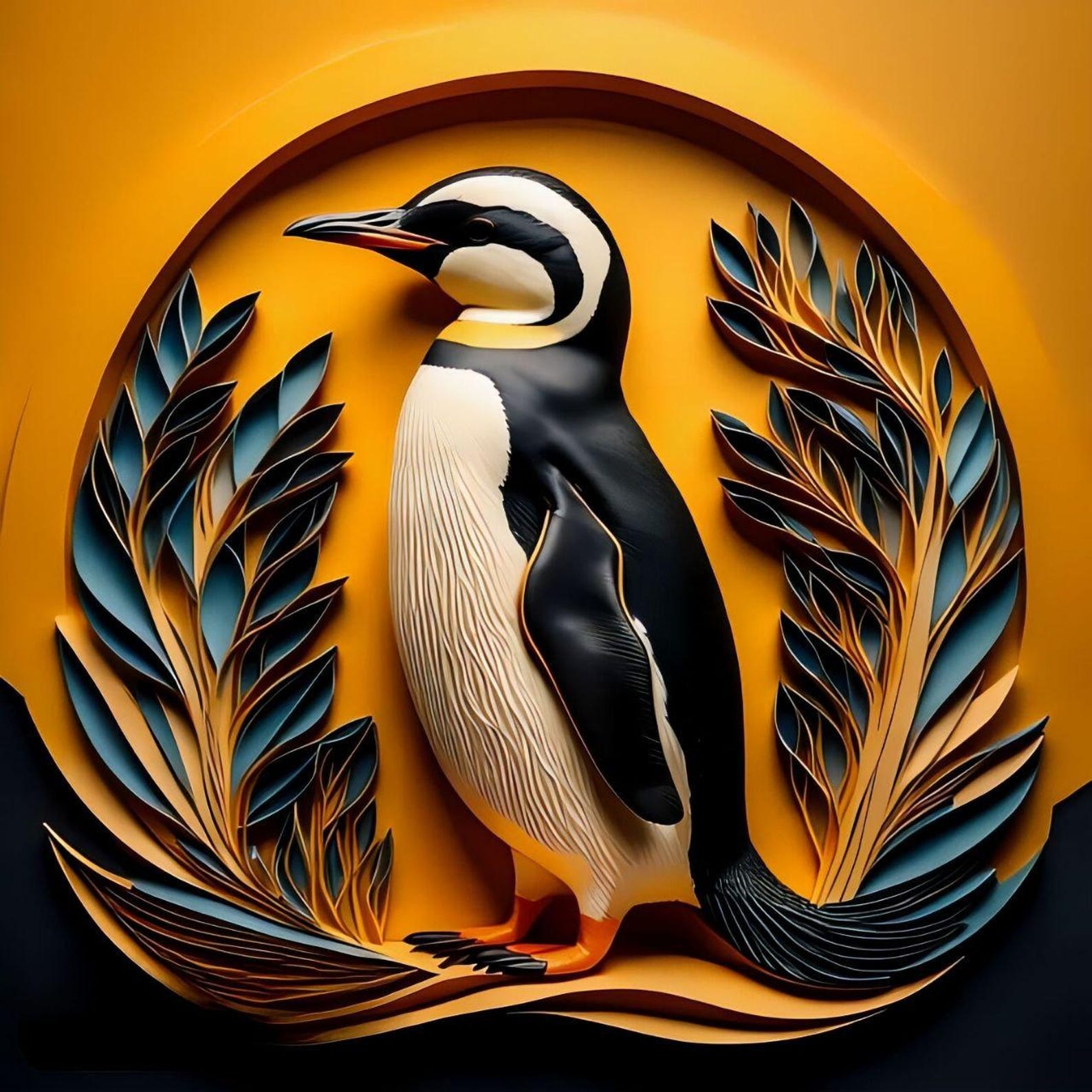 Penguin Digital Art Print. Printable Wall Art. Modern Penguin Artwork ...