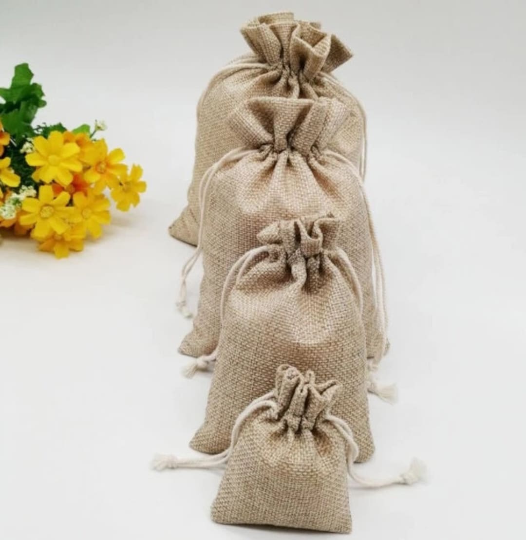 Burlap Pouch, Drawstring Linen Pouch, Wedding Favor Pouch - Etsy