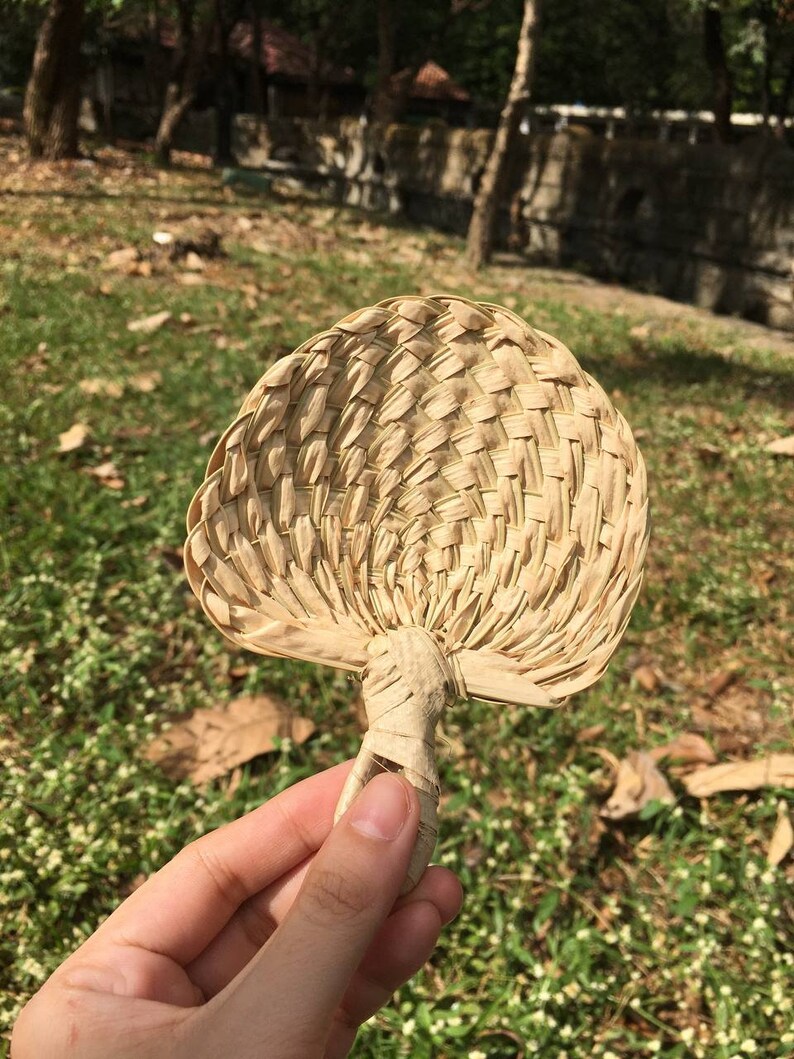 Handwoven Mini Natural Palm Leaf Fan, Wedding Favors, DIY Souvenir ...