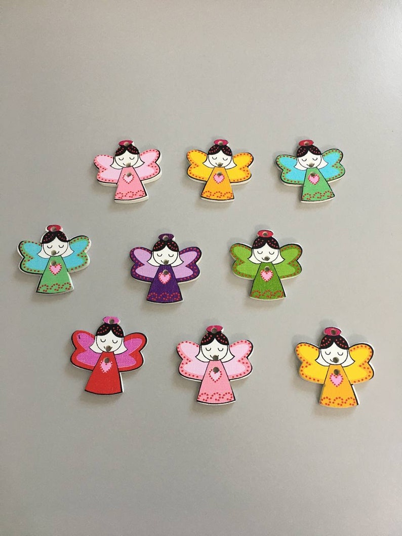 Wooden Angel Buttons, Wooden Craft Buttons, Sewing Supplies, Animal Buttons, Novelty Shaped ...