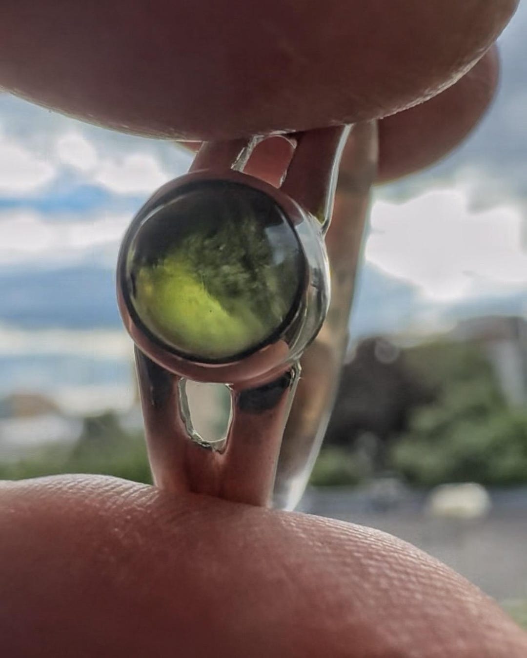 Moldavite Ring, Meteorite, Genuine Moldavite 0,25 G, Moldavite Silver ...