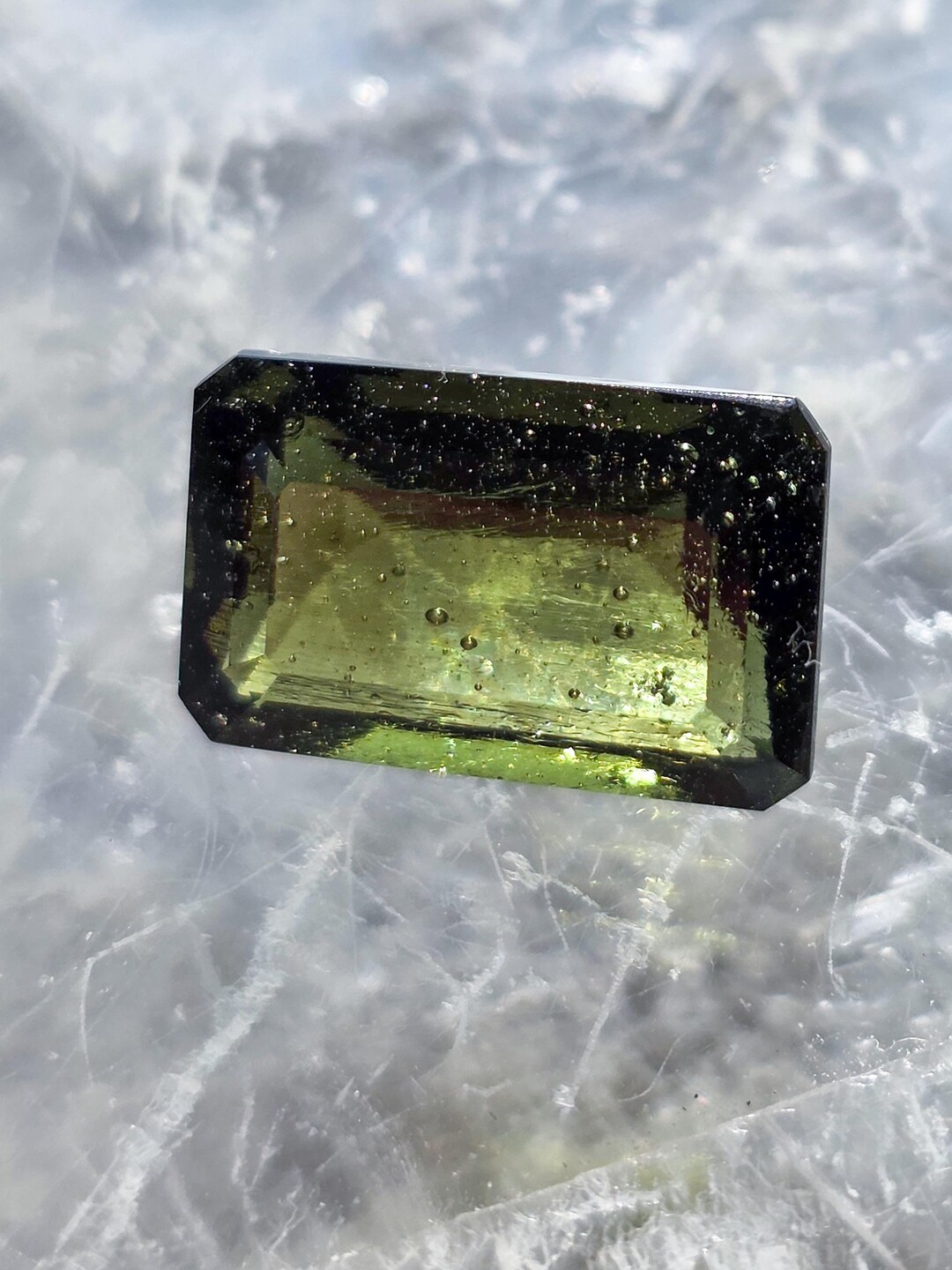 Faceted Emerald Cut Moldavite: Certified Czech Tektite, 6,9 Ct - Etsy