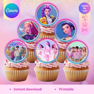 Kpop Demon Hunters Huntrix Printable Cupcake Topper - Etsy