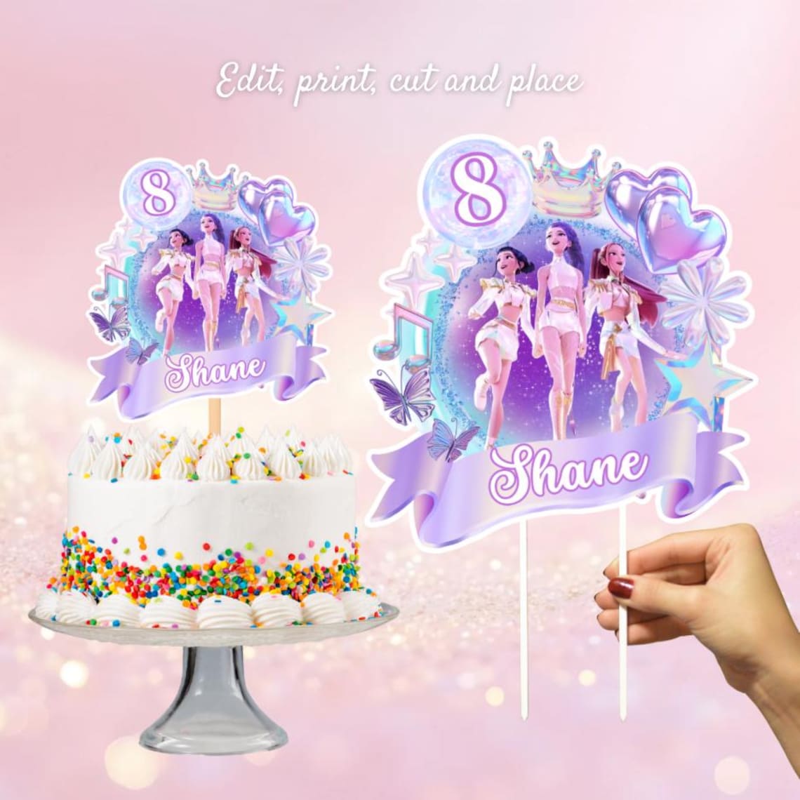 Kpop Demon Hunters Huntrix Printable and Editable Cake Topper - Etsy