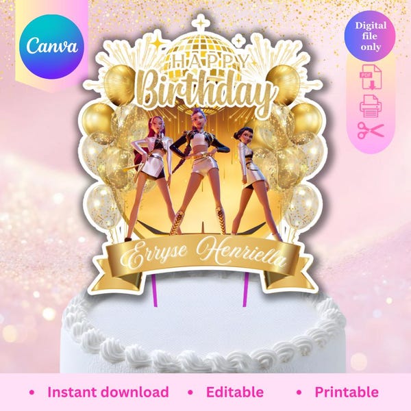 K Pop Golden Cake Topper - Etsy