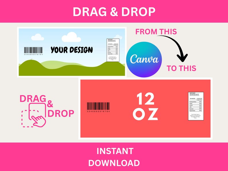 Editable Soda Can Label Template | Party Favor Drink Wrapper (digital ...