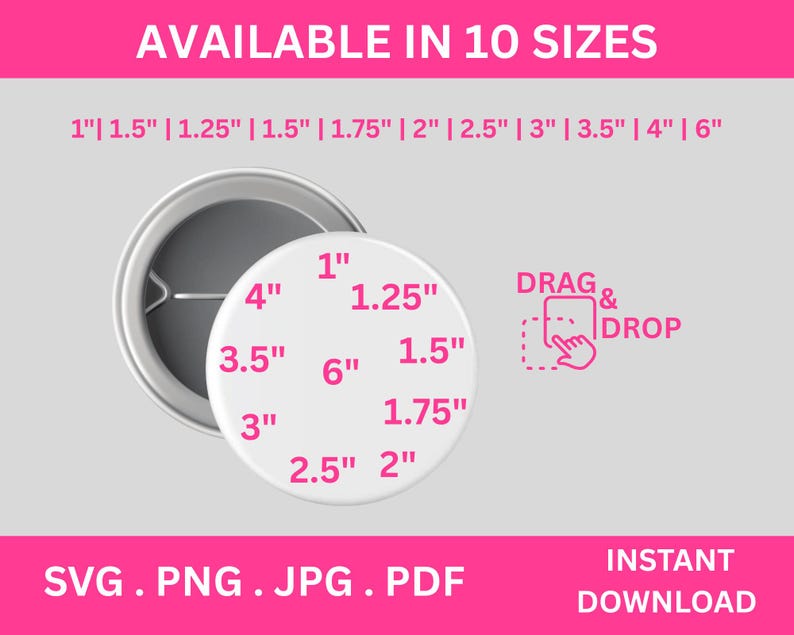 Canva Editable Button Pin Template Bundle: DIY Badge Labels (digital ...