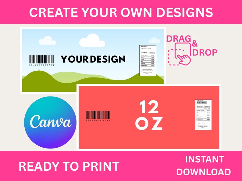 Editable Soda Can Label Template | Party Favor Drink Wrapper (digital ...