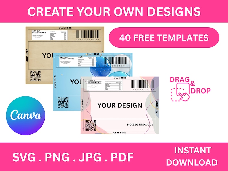 Chocolate Bar Wrapper Template | Editable Candy Bar Label , Party Favor ...