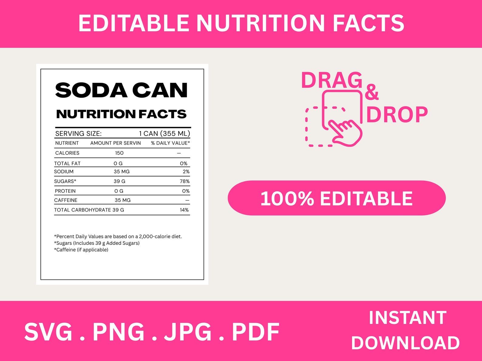 Editable Soda Can Label Template | Party Favor Drink Wrapper (digital ...