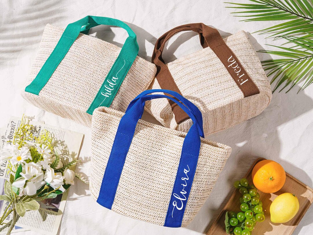 Custom Straw Beach Bags, Bridesmaid Burlap Tote , Bags Personalized ...