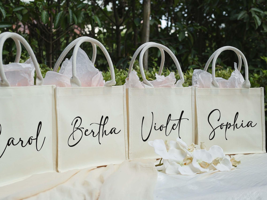Personalized Bridesmaid Canvas Tote Bag, Custom Bridal Shower Bag ...