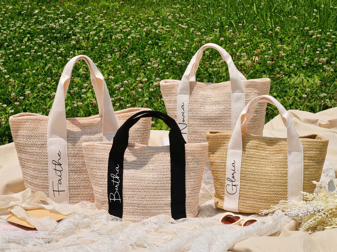 Custom Straw Beach Bags-bridesmaid Bag-bridesmaid Gift-bridal Shower ...