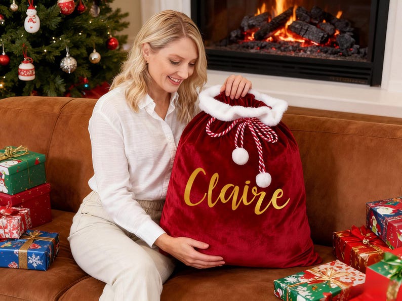 2025 Large Velvet Santa Sack, Santa Sack for Kids, Xmas Gift Bags ...