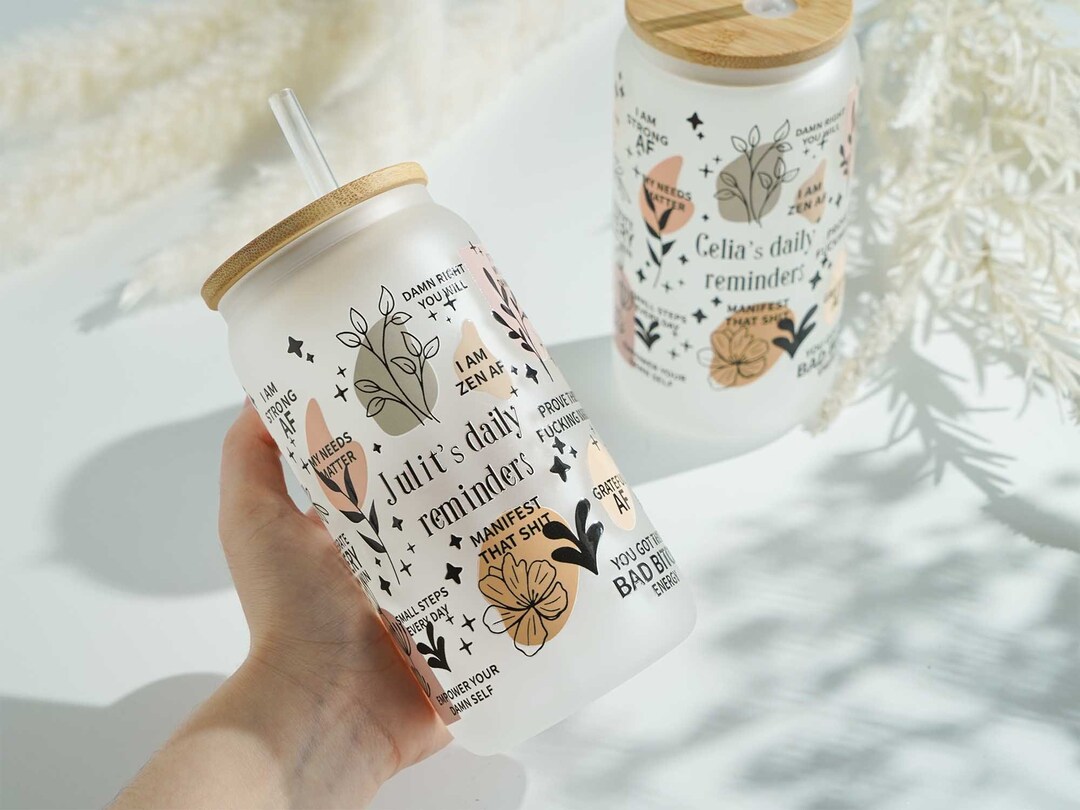 Personalized Name Daily Reminders Iced Coffee Cup,16oz Affirmations ...