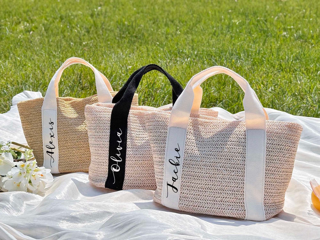 Beach Bag Personalized, Burlap Tote Bag, Custom Straw Bags, Bridal ...