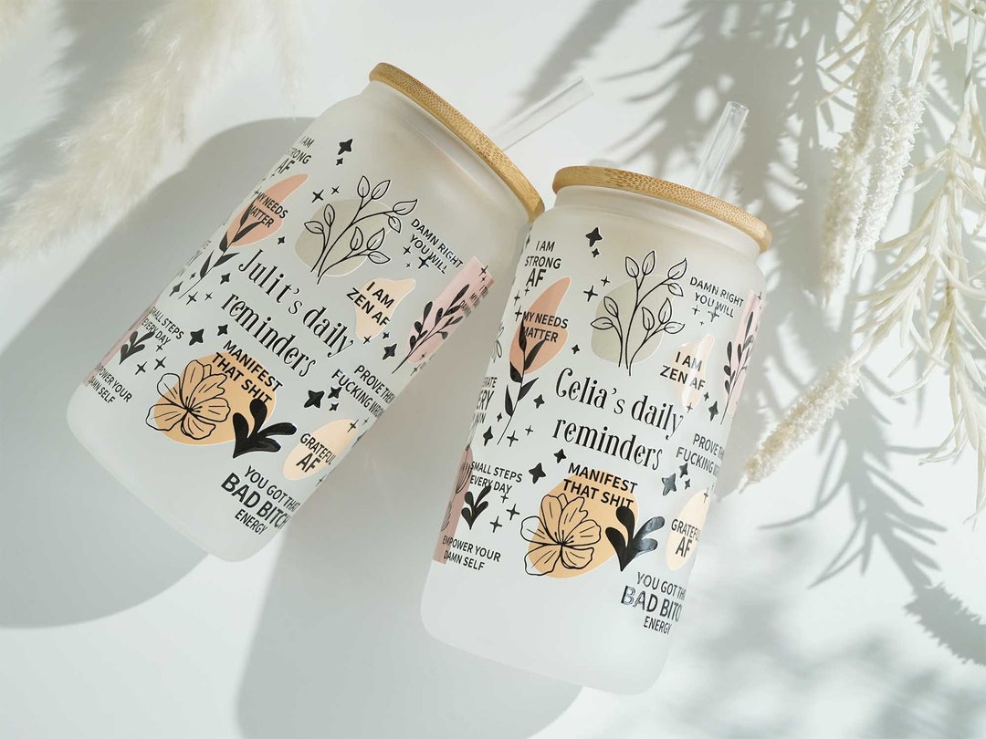 Personalized Name Daily Reminders Iced Coffee Cup,16oz Affirmations ...