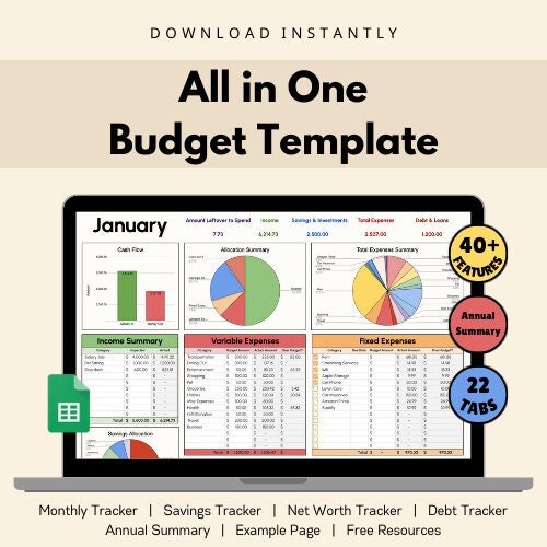 All in Budget Template Planner Google Sheets Monthly Budget Spreadsheet ...