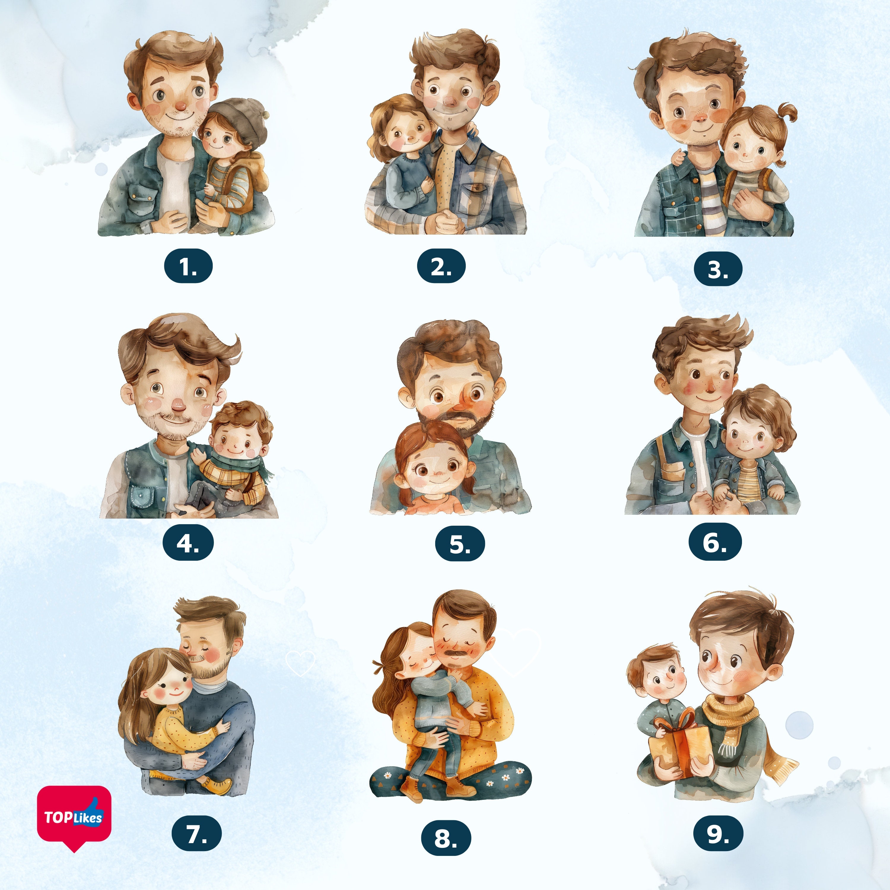 41 Cute Father's Day Watercolor Clipart Best Dad Family Nursery Decor ...