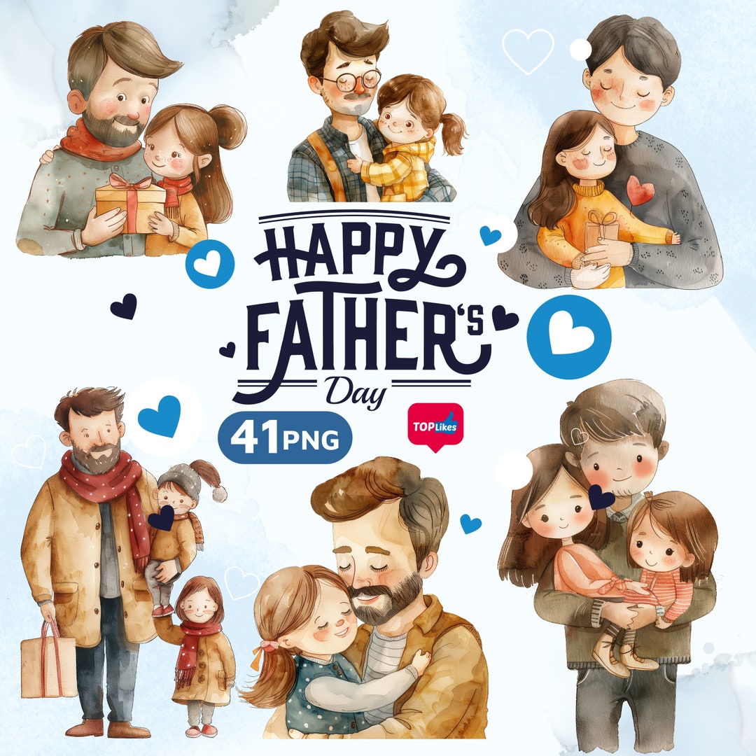 41 Cute Father's Day Watercolor Clipart Best Dad Family Nursery Decor ...