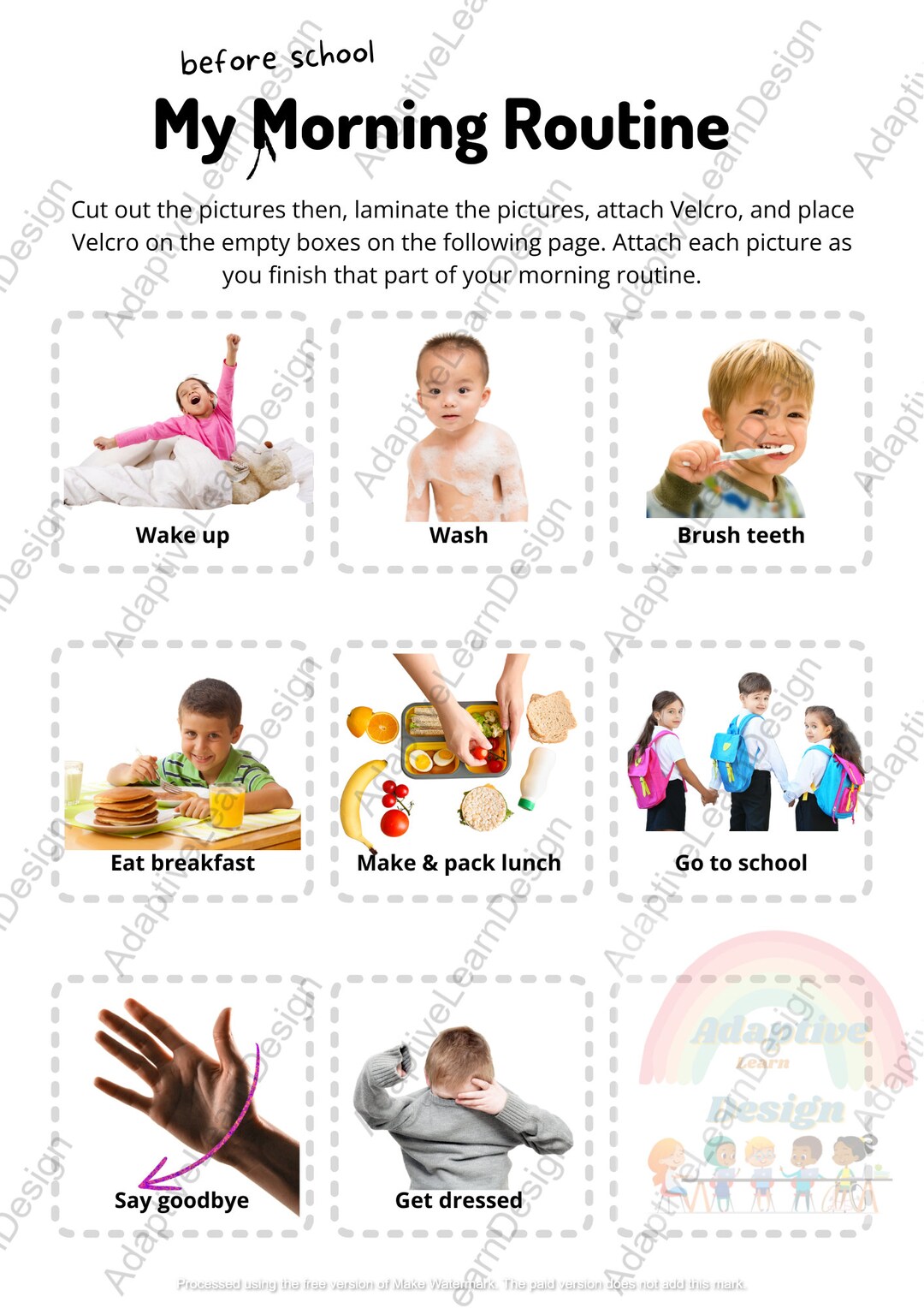 Special Education, Visual Cards, Routine, Morning, Before School ...