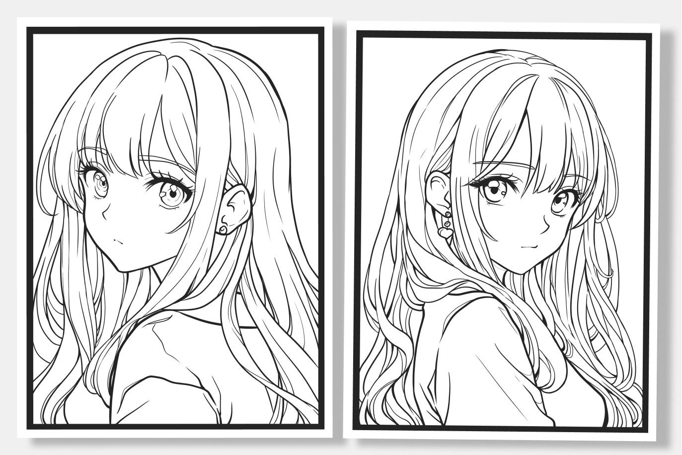 Cute Anime Gigls Coloring Page for Adults & Children Anime Coloring ...