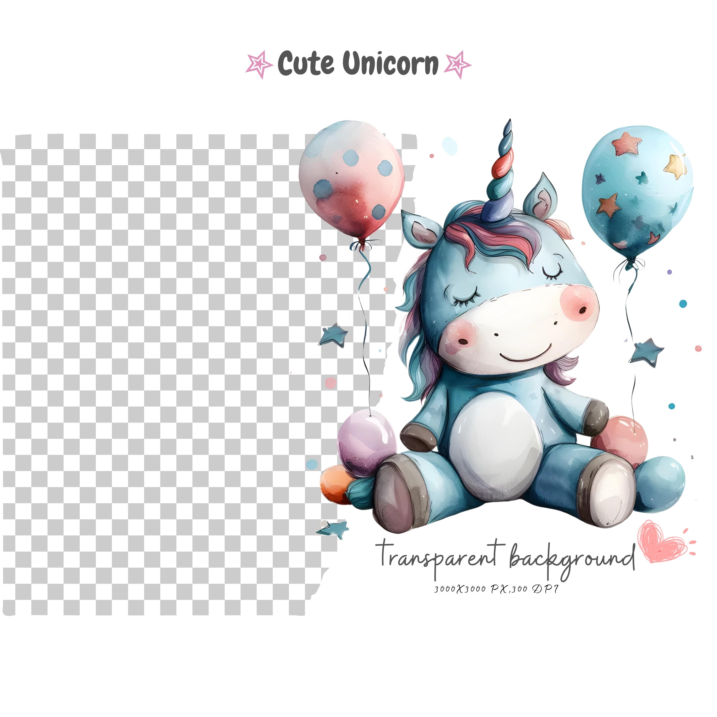 Cute Unicorns Clipart, Unicorns Party Watercolor Clipart, Birthday ...