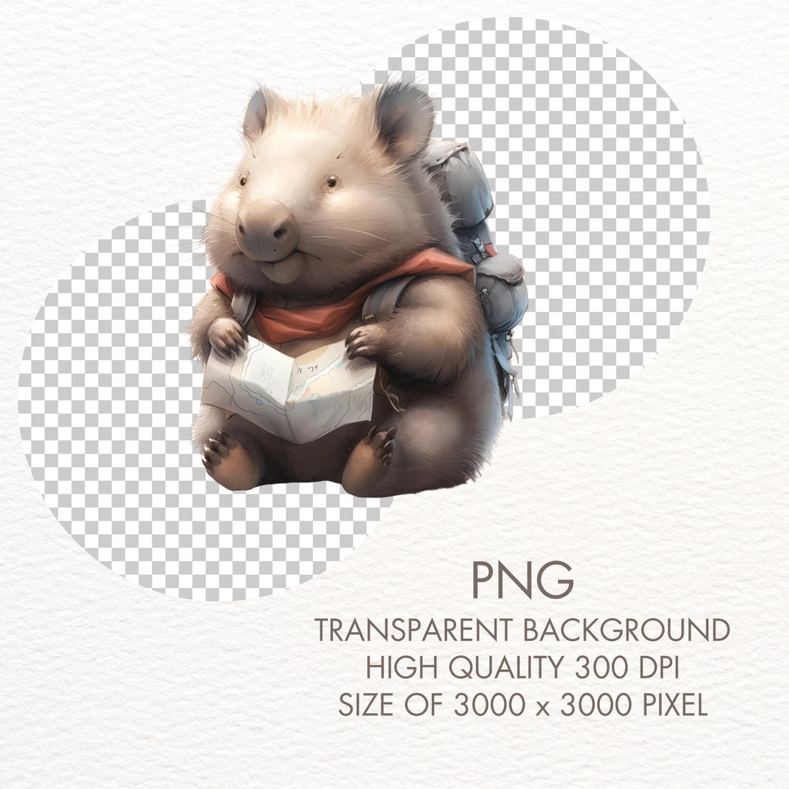 Cute Wombat Clipart, Wombat, Animal, Watercolor, Digital Art Bundle ...