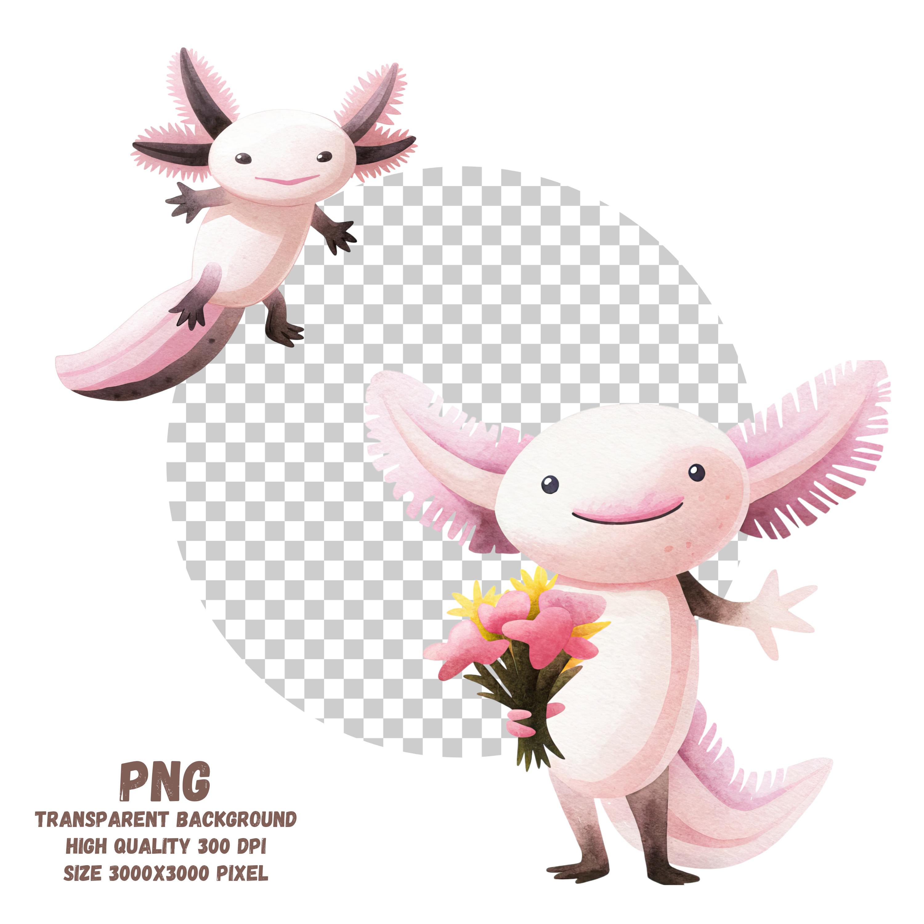 Cute Easter Pink Axolotl Clipart, Watercolor Axolotl PNG, Amphibian ...