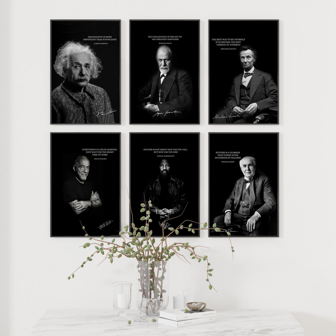 Printable Motivational Poster Set,6 Great Thinkers Poster,inspirational ...