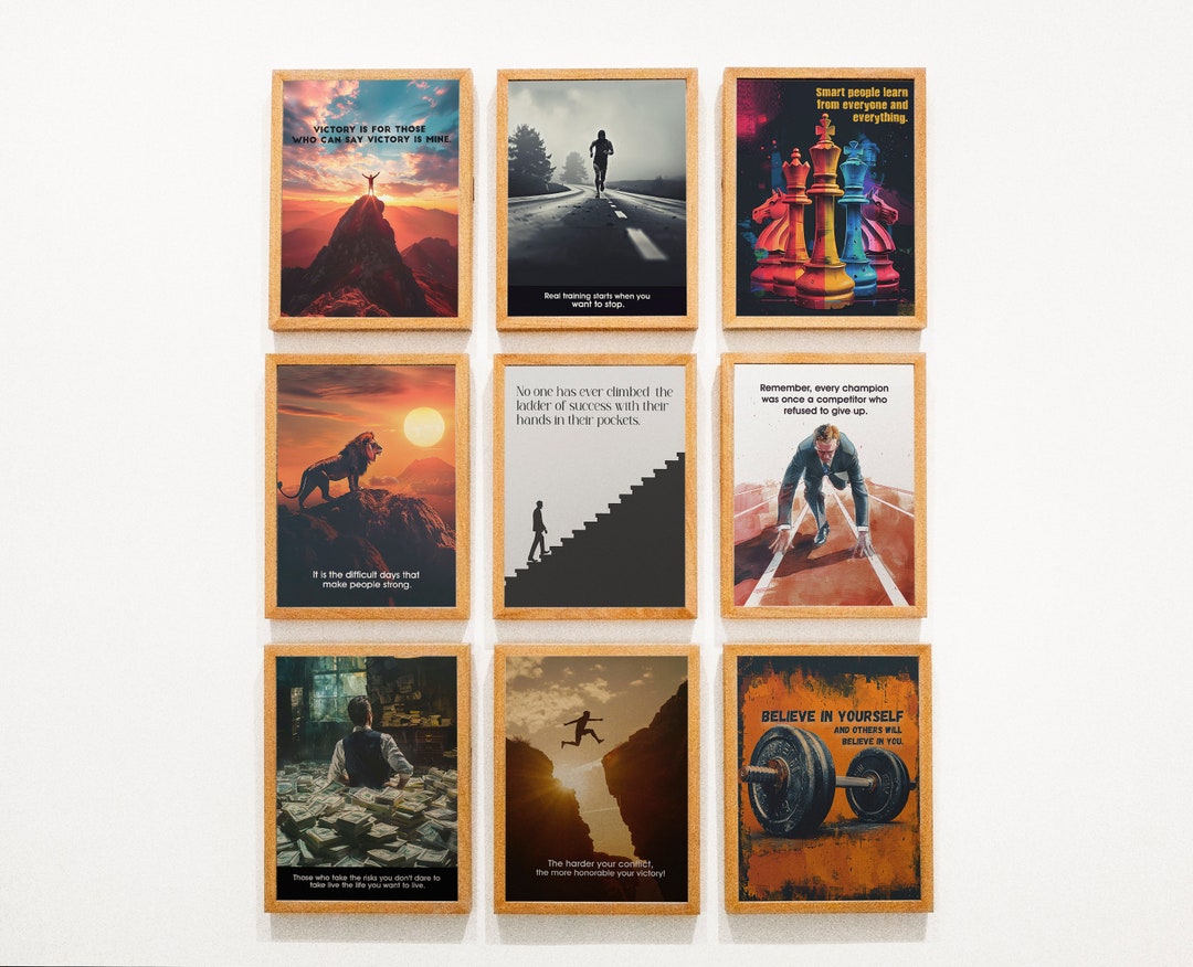 Printable Motivation Poster Set, 9 Motivational Posters, Inspirational ...